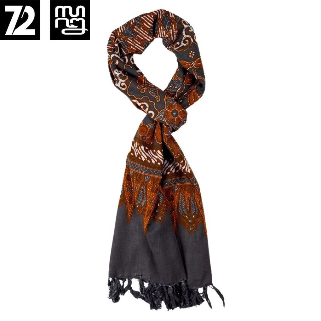 Jual Syal Batik Scarf Premium Motif Kupu Kembang Warna Abu 725389 CAP ...