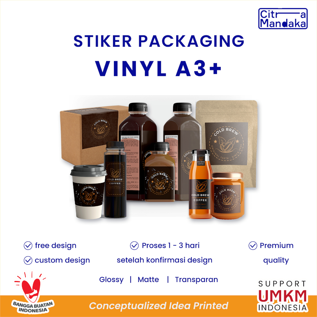 Jual Cetak Stiker Custom Vinyl A3+ Label Kemasan Makanan Print Sticker ...