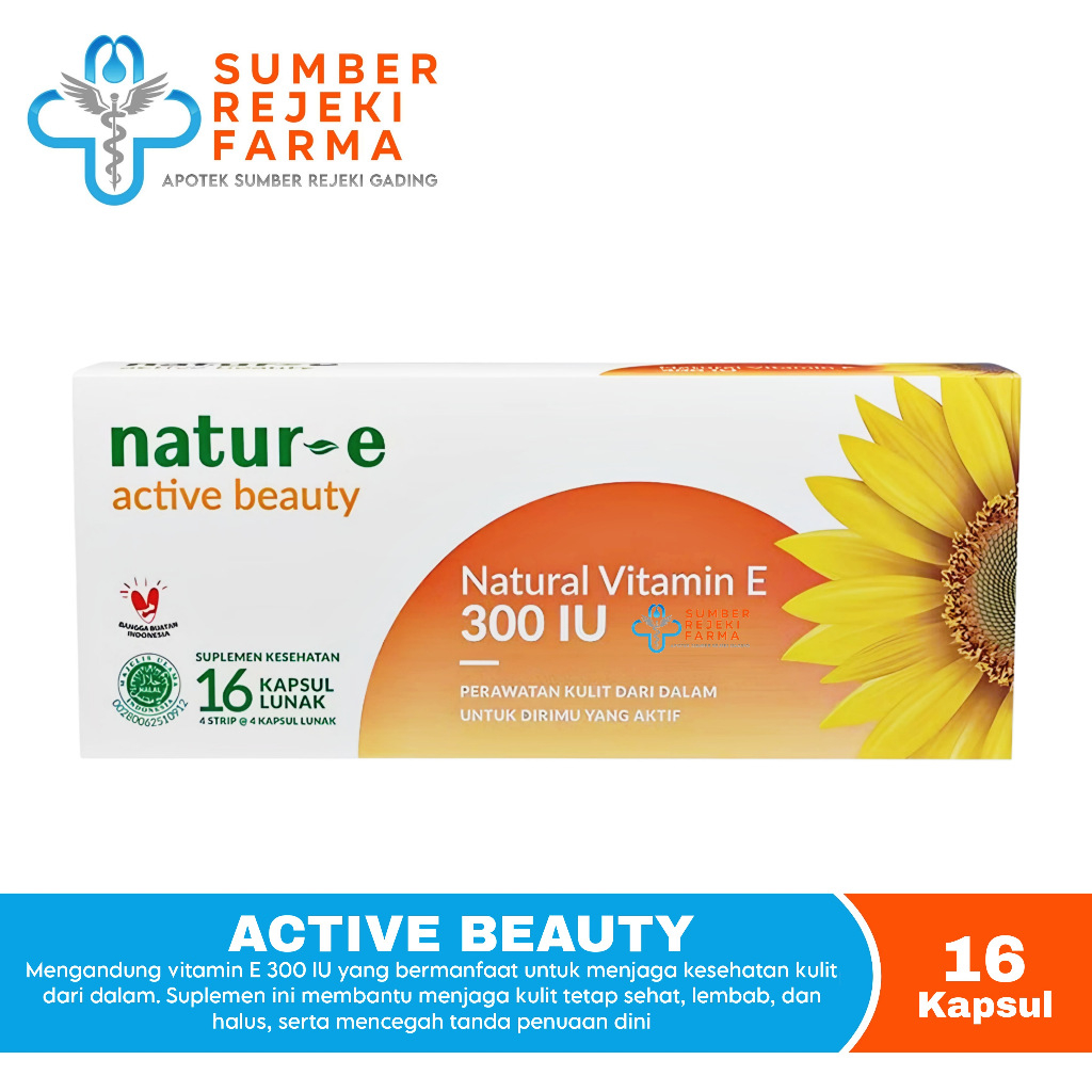 Jual Natur-E Active Beauty Natural Vitamin E 300 IU 16 Kapsul | Shopee ...