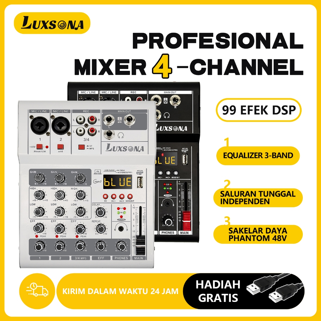 Jual Mixer audio 4 channel profesional/99dsp misker suara/mixer mini dengan Bluetooth/misker ...