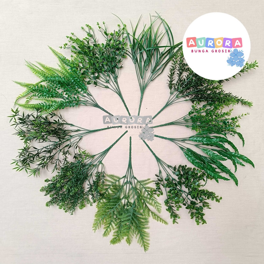 Jual Daun Tanaman Hias Palsu 7Cabang Artificial Leaf Bunga Plastik Daun ...