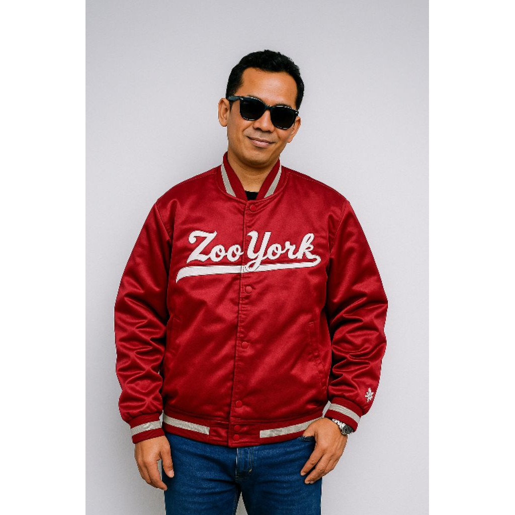 Jual Red Varsity Jacket By Zoo York | Shopee Indonesia