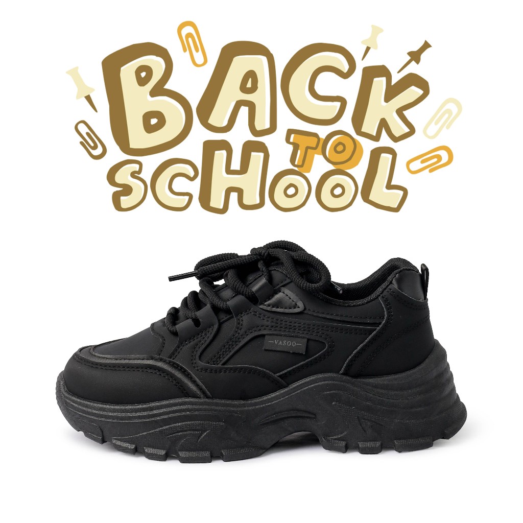 Jual VASOO Eight Palette BACK TO SCHOOL Sepatu Sekolah Sneakers Hitam ...