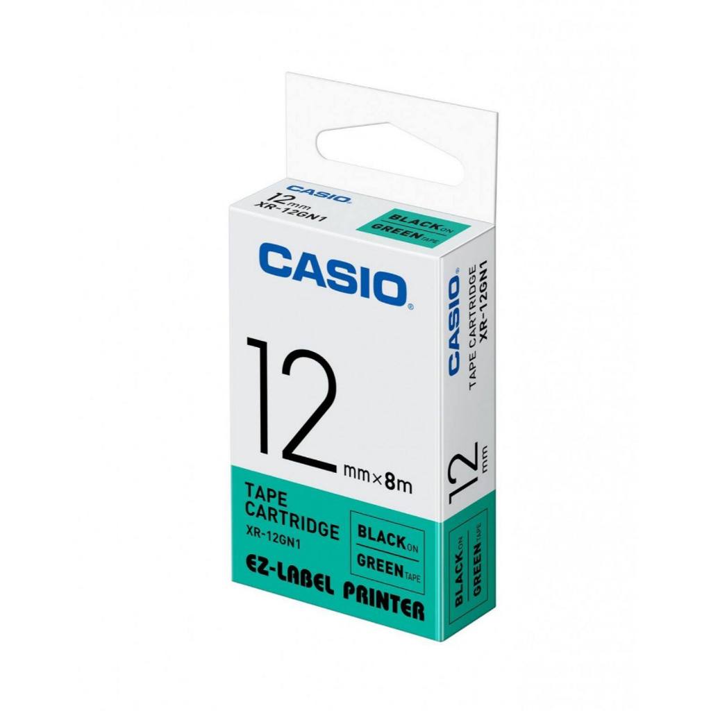 Jual Casio Ez Label Printer XR-12GN1 12mm Black On Green Label Printer ...