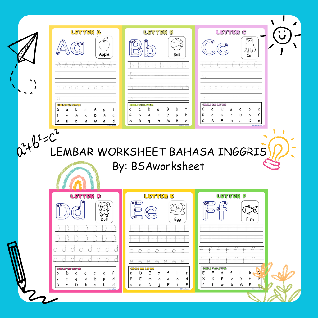 Jual Lembar worksheet bahasa inggris alphabet lembar kerja anak tk kindergarten english ...