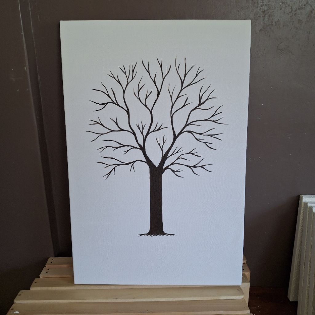 Jual 40x60 Lukisan pohon dan ranting our wedding tree kado pernikahan ...