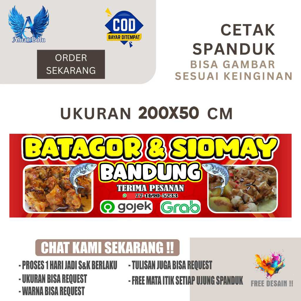 Jual Cetak Spanduk Cetak Banner BATAGOR & SIOMAY KHAS BANDUNG Costom ...