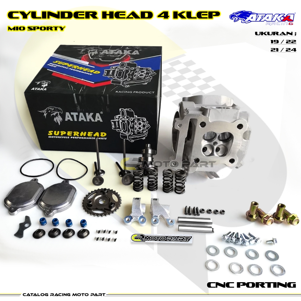 Jual ATAKA RACING Super Head Porting CNC 4 Klep Mio 24/21 22/19 ...
