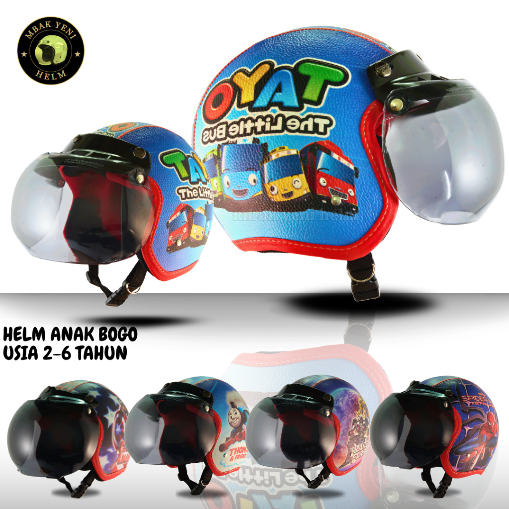 Jual HELM BOGO ANAK 2 3 4 5 6 TAHUN RETRO KARAKTER CEWEK COWOK MOTIF LUCU KACA CEMBUNG-pst ...