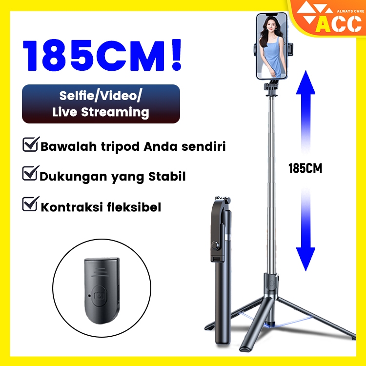 Jual ACC Tongsis Tripod 3in1 Bluetooth 185cm Remote Tripod Selfie Stick ...