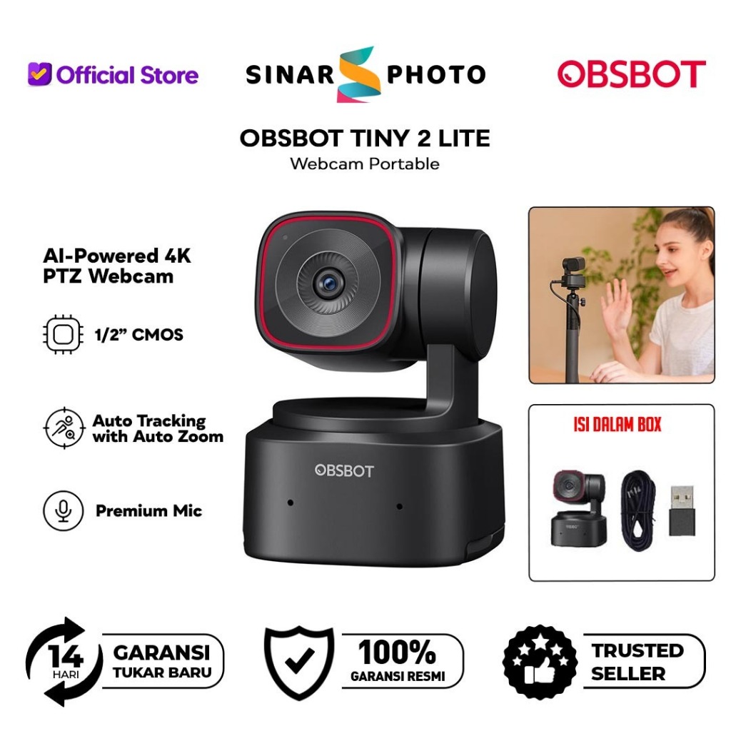 Jual OBSBOT TINY 2 LITE AI-Powered PTZ 4K Webcam Portable Web Cam Tiny2 Lite - Garansi Resmi ...