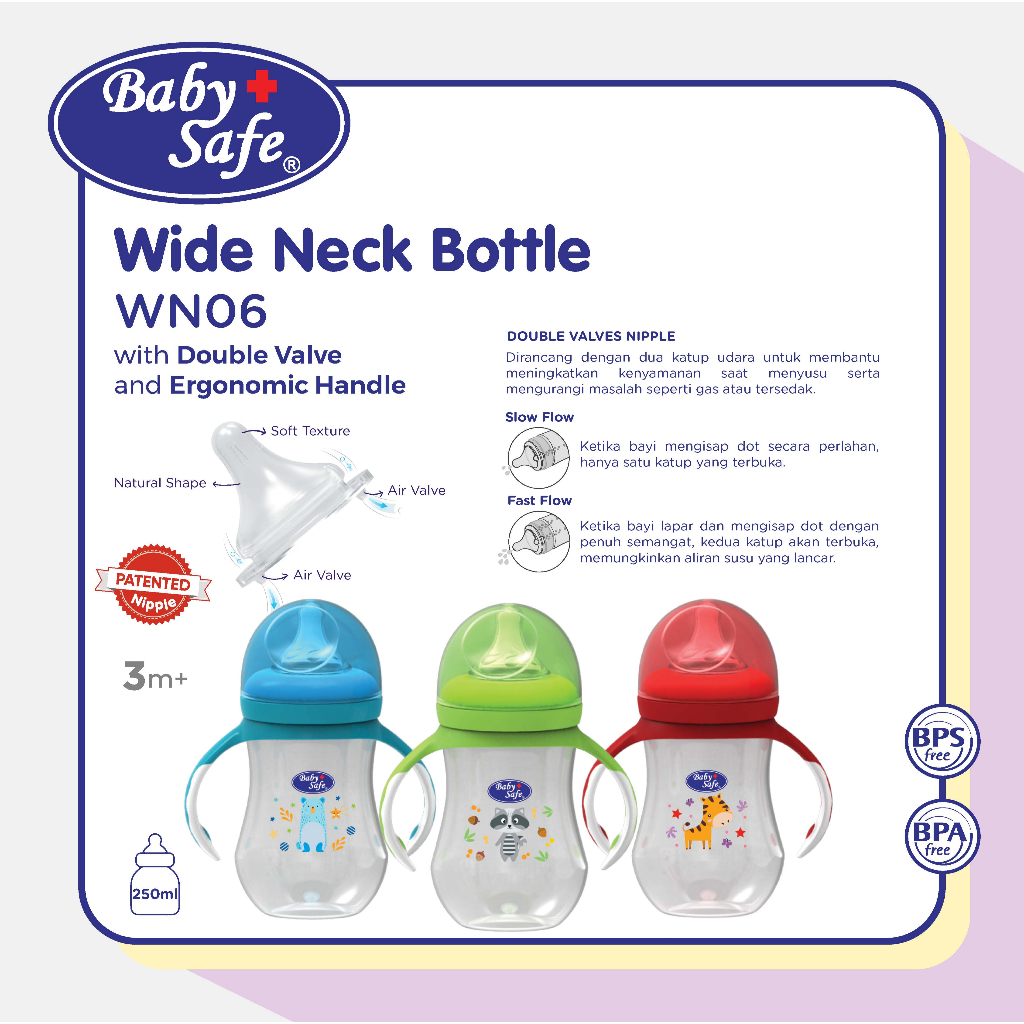 Jual BabySafe - WN06 - Botol Susu Wide Neck dengan Handle 250 ml | Botol Susu Wide Neck dengan ...