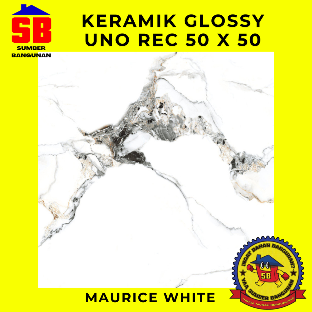 Jual KERAMIK LANTAI 50X50 GLOSSY KERAMIK UNO REC 50X50 MAURICE WHITE ...