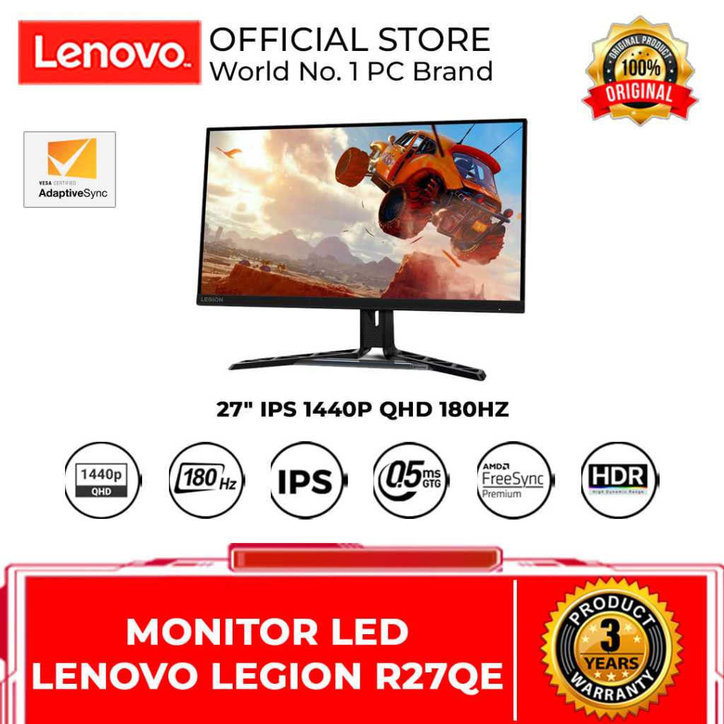Jual MONITOR LED LENOVO LEGION R27QE 27" IPS 1440P QHD 180HZ NO SPEAKER ...