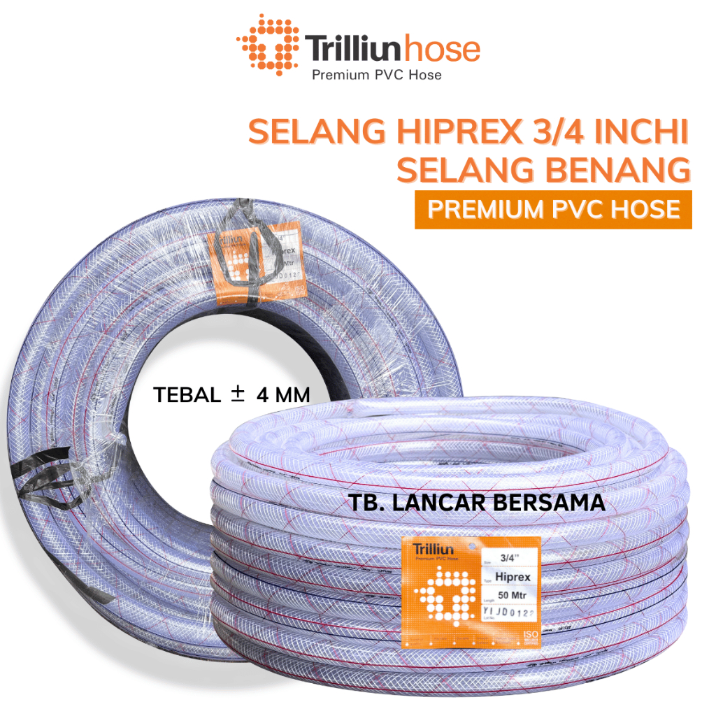 Jual SELANG BENANG 3/4 INCHI HIPREX TRILLIUN HOSE PER ROLL - 50 METER | Shopee Indonesia