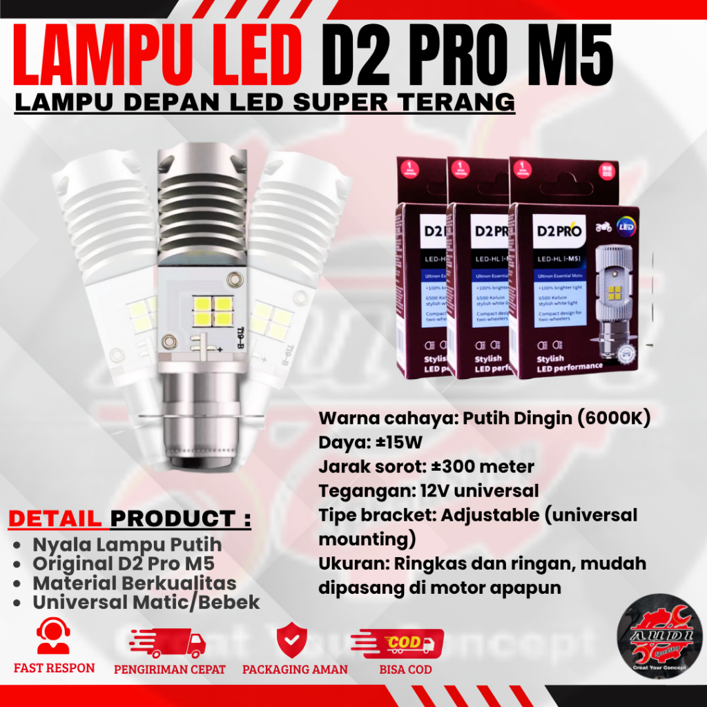 Jual LAMPU LED DEPAN MOTOR M5 LED 2 SISI LAMPU UTAMA LED H6 LASER JAUH ...