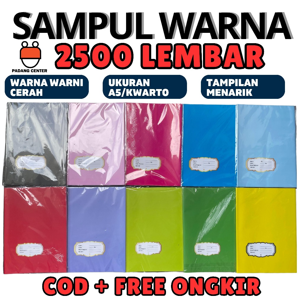 Jual SAMPUL BERWARNA WARNI 2500 LEMBAR !!! (1 DUS/1 BOX) UKURAN BUKU ...