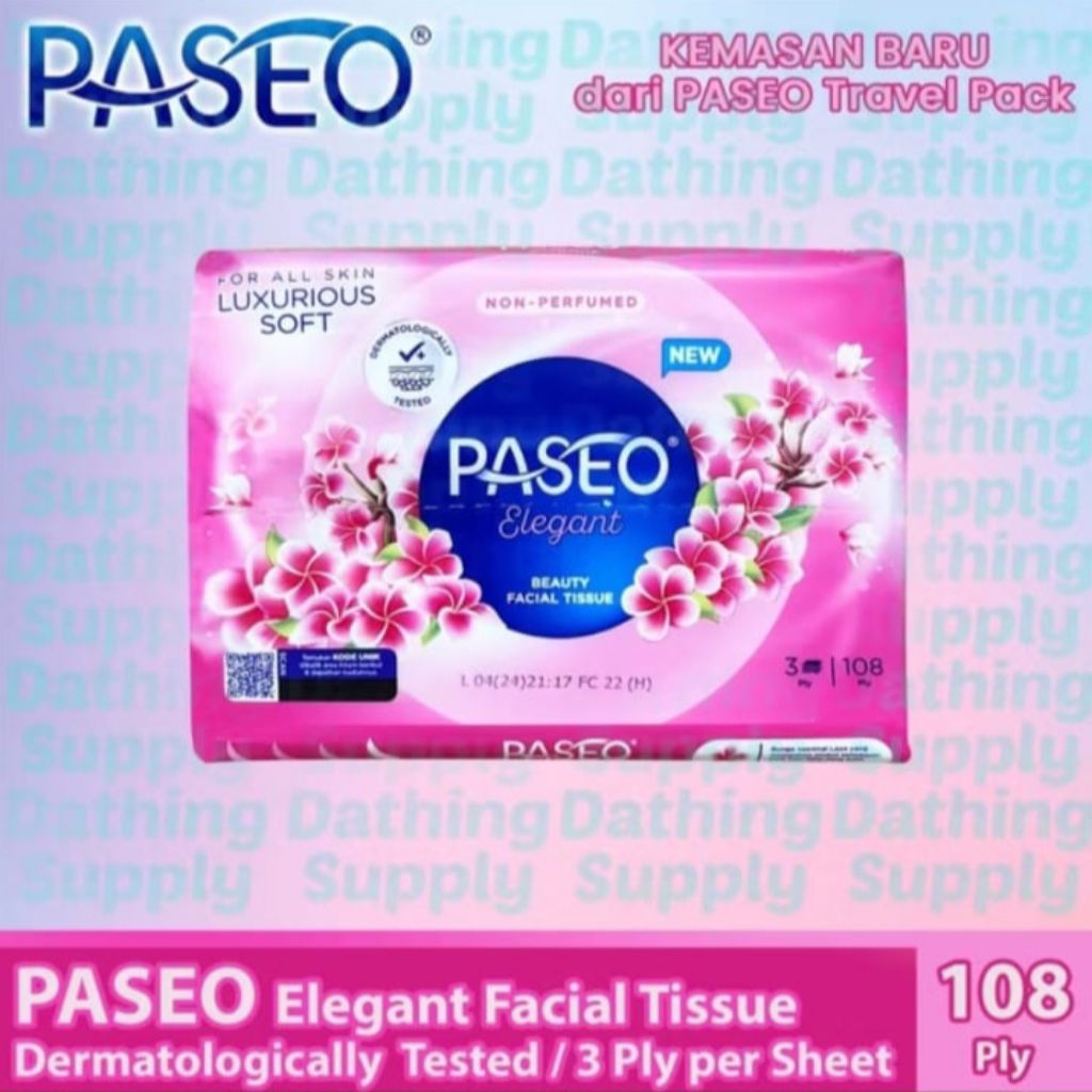 Jual Tisu Travel Paseo Elegant Beauty Facial Tissue | 108 sheets 3 PLY ...