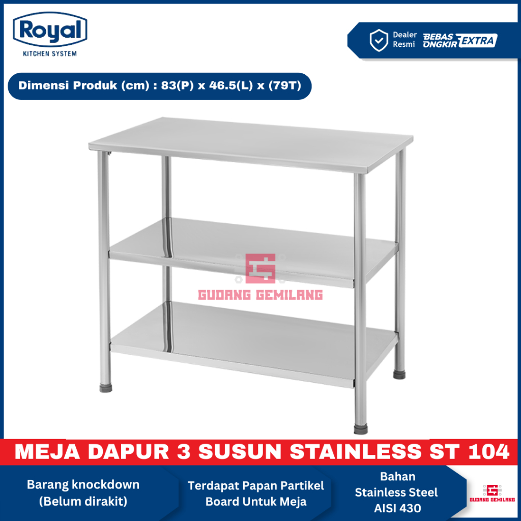 Jual Jual Meja Dapur 3 Susun Knock Down Restoran Jumbo Work Kitchen ...