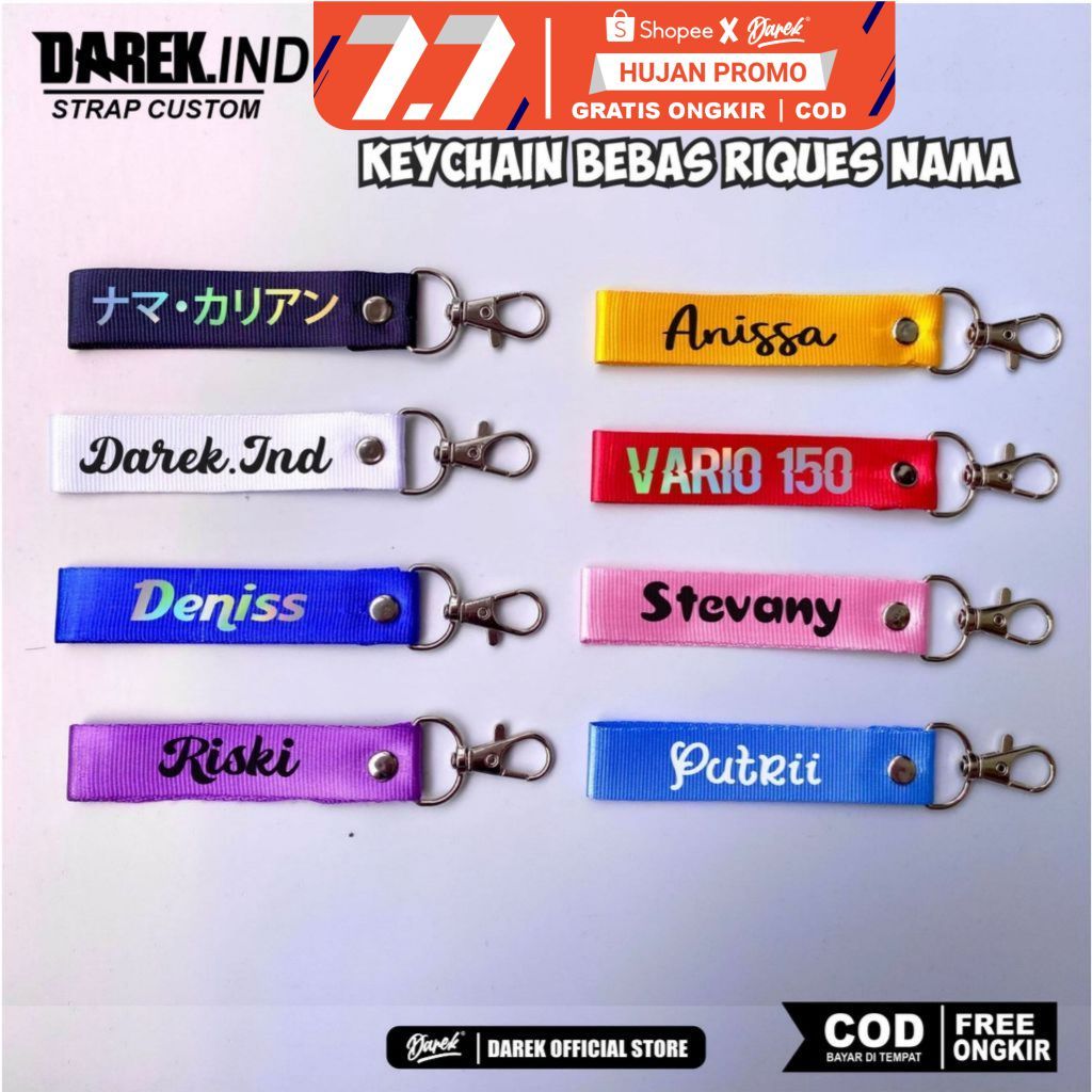 Jual Gantungan kunci custom nama, strap custom satuan, keychain motor ...