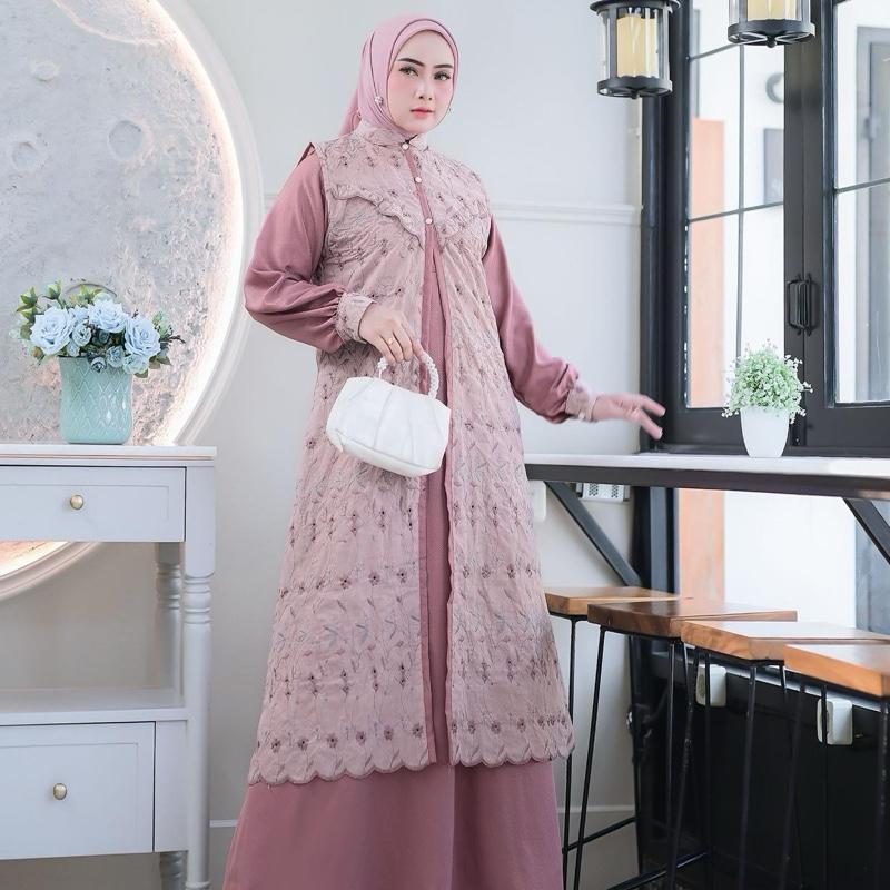 Jual Midi Dress Katun Bolong Terbaru Katbol Umpak Full Furing Renda ...