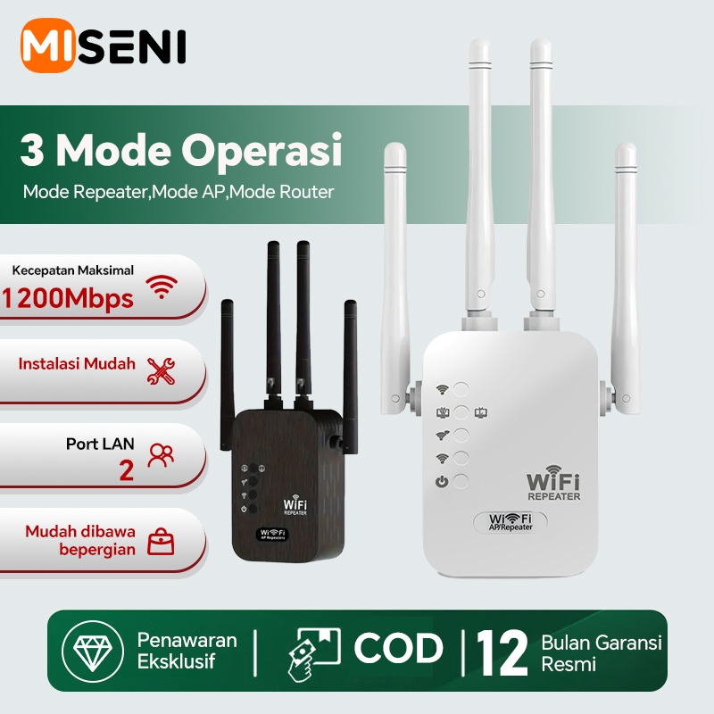 Jual MISENI 1200Mbps WiFi Signal Booster WIFI Repeater Wireless Router Repeater penguat Wifi 5G ...