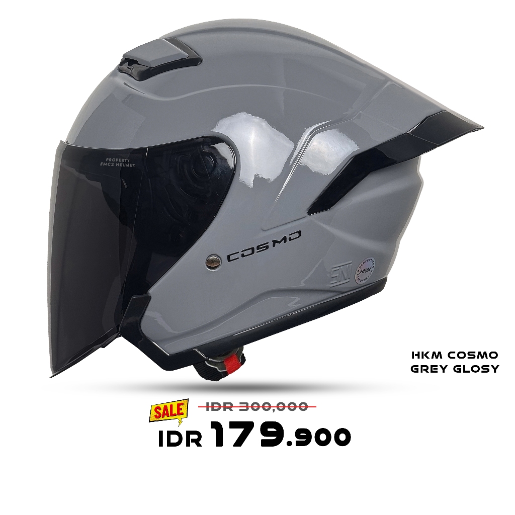 Jual MLA COSMO - Grey Glosy Kaca Visor Hitam | Helm Premium Untuk Pria ...
