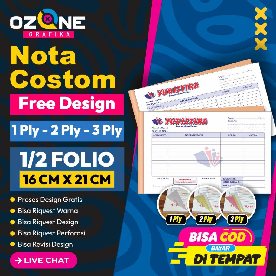 Jual Nota Custom 1/2 Landscape Free Design Bebas Pake Nama Sendiri ...