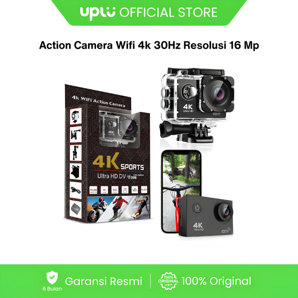 Jual UPLU Sport Camera Wifi 4K 30Fps Action Kamera Vlog Resolusi 16MP ...