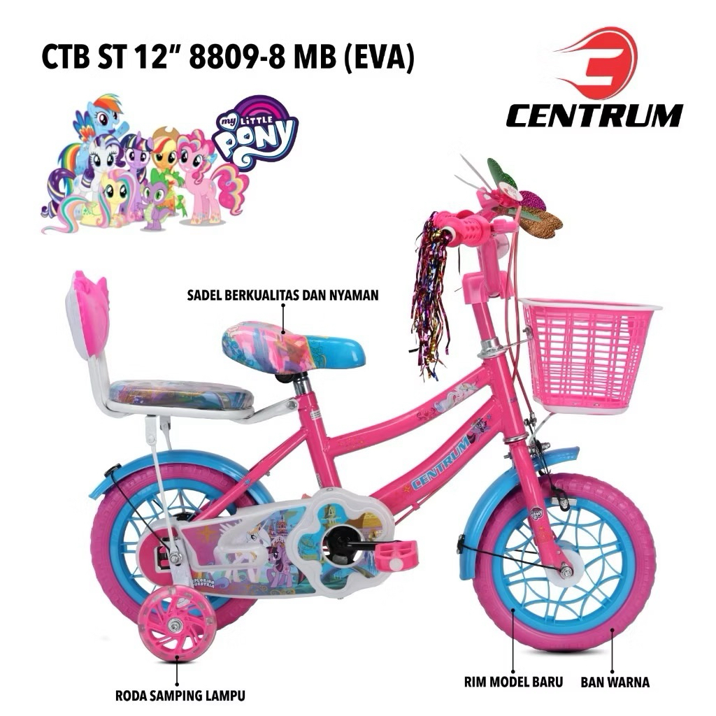 Jual Sepeda Anak Keranjang Mini Cewe Perempuan Ukuran 12 inch Ban Eva ...