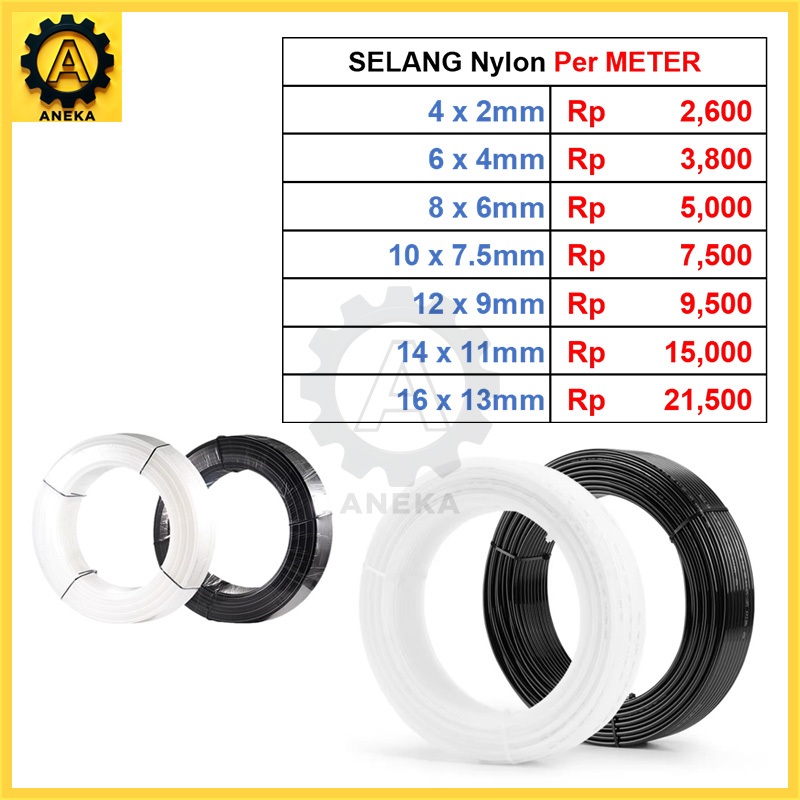 Jual Selang Nilon Meteran Pneumatic PA Nylon Hose Tube 4mm 6mm 8mm 10mm 12mm 14mm 16mm | Shopee ...