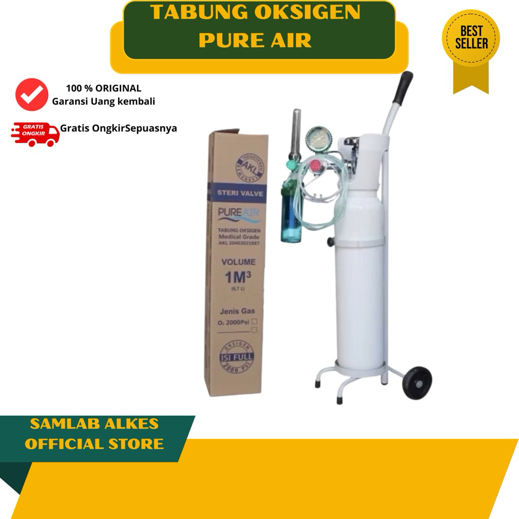 Jual Komplit Tabung Baru 1m3 Isi Oksigen + Regulator Pernafasan + Trolly | Shopee Indonesia