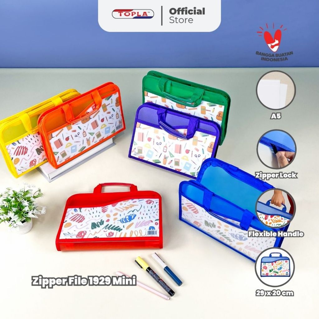 Jual TOPLA Map Zipper File Mini Resleting 1929 A5: Penyimpanan Berkas ...