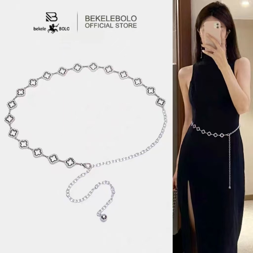 Jual BekeleBOLO 446 Sabuk Ikat Pinggang Rantai Silver Untuk Wanita Aksen Mutiara Bintang Fashion ...