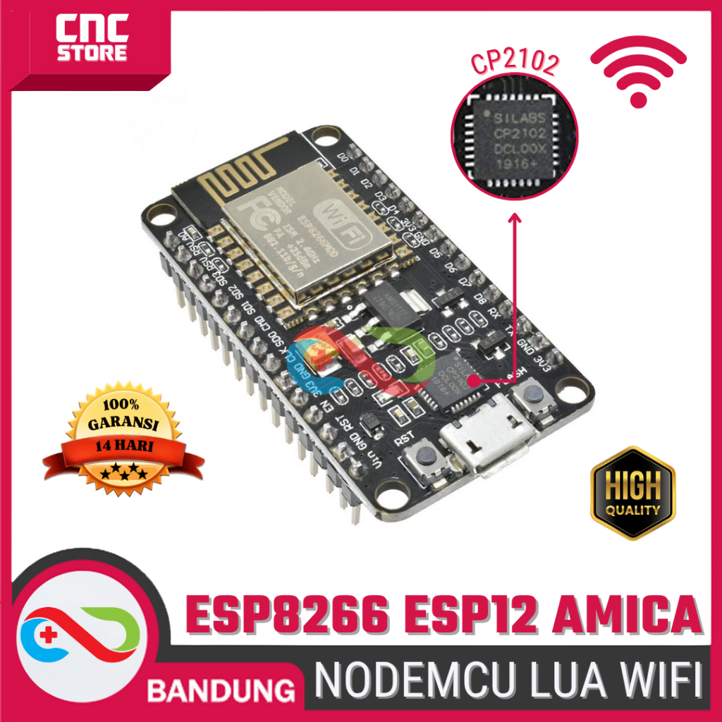 Jual NodeMCU Amica CP2102 ESP8266 ESP12 – WiFi Board dengan 4MB Flash untuk Pengembangan IoT ...