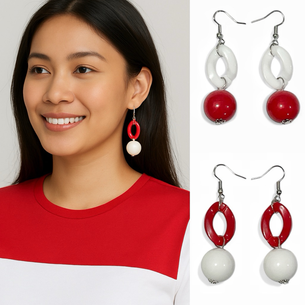 Jual Anting Merah Putih Kemerdekaan Kemara Red White Chain Beads Hook ...