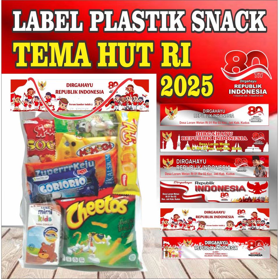 Jual LABEL SNACK PLASTIK TEMA HUT RI - KEMERDEKAAN RI | Shopee Indonesia