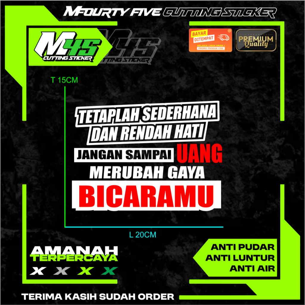 Jual 2 WARNA TETAPLAH SEDERHANA DAN REDAH HATI JANGAN SAMPAI UANG ...
