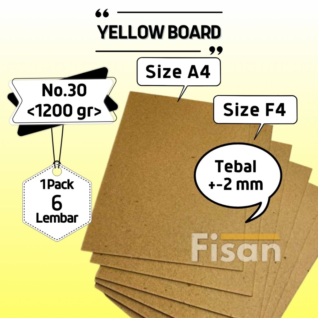 Jual 6 Pcs Yellow Board Karton Tebal A4 F4 No.30 Tebal 2 mm | Shopee ...
