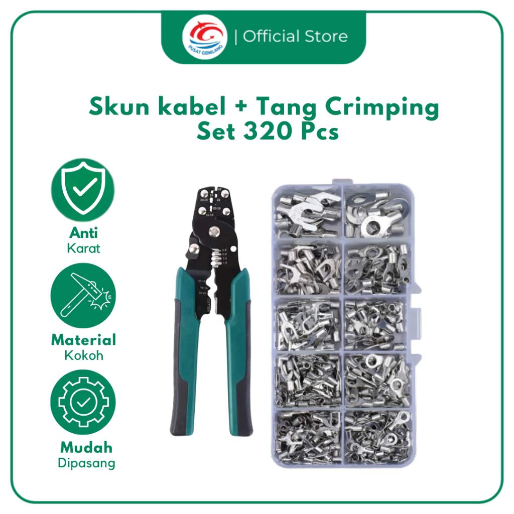 Jual Set Skun Kabel + Tang Crimping kupas | Terminal Bulat Y Garpu ...