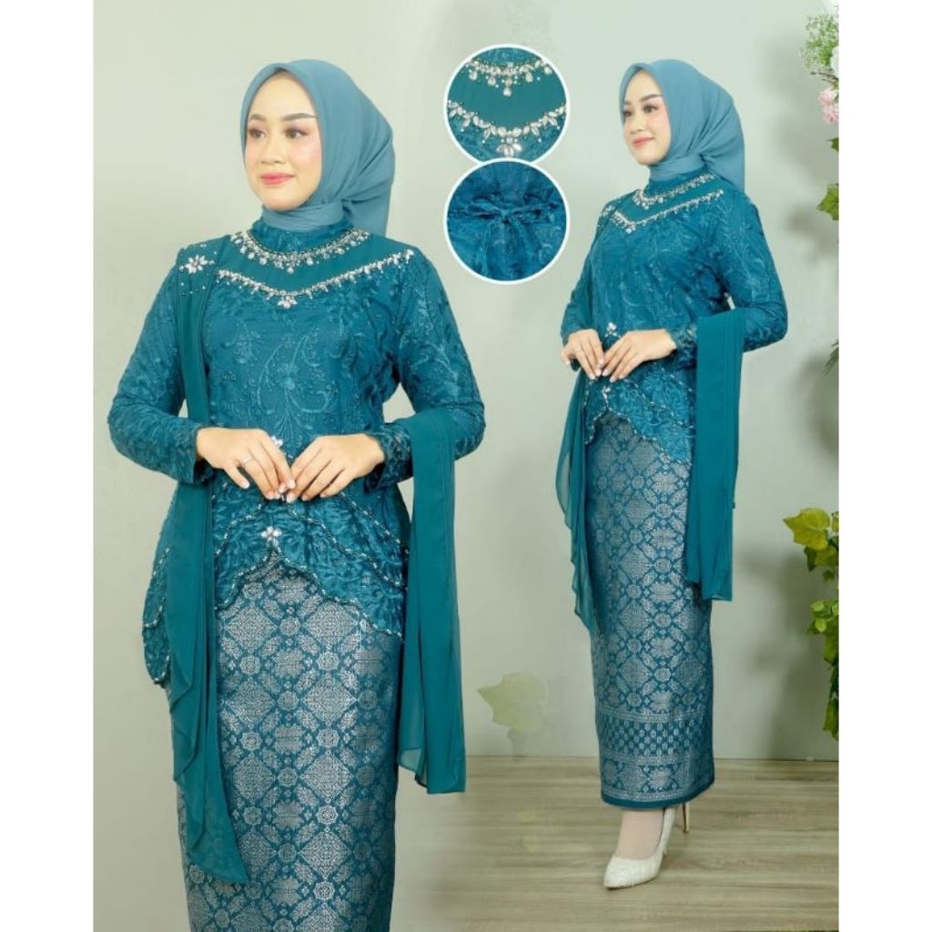 Jual Kebaya Qiyubi Selendang Payet / Kebaya Wisuda Modern / Kebaya ...