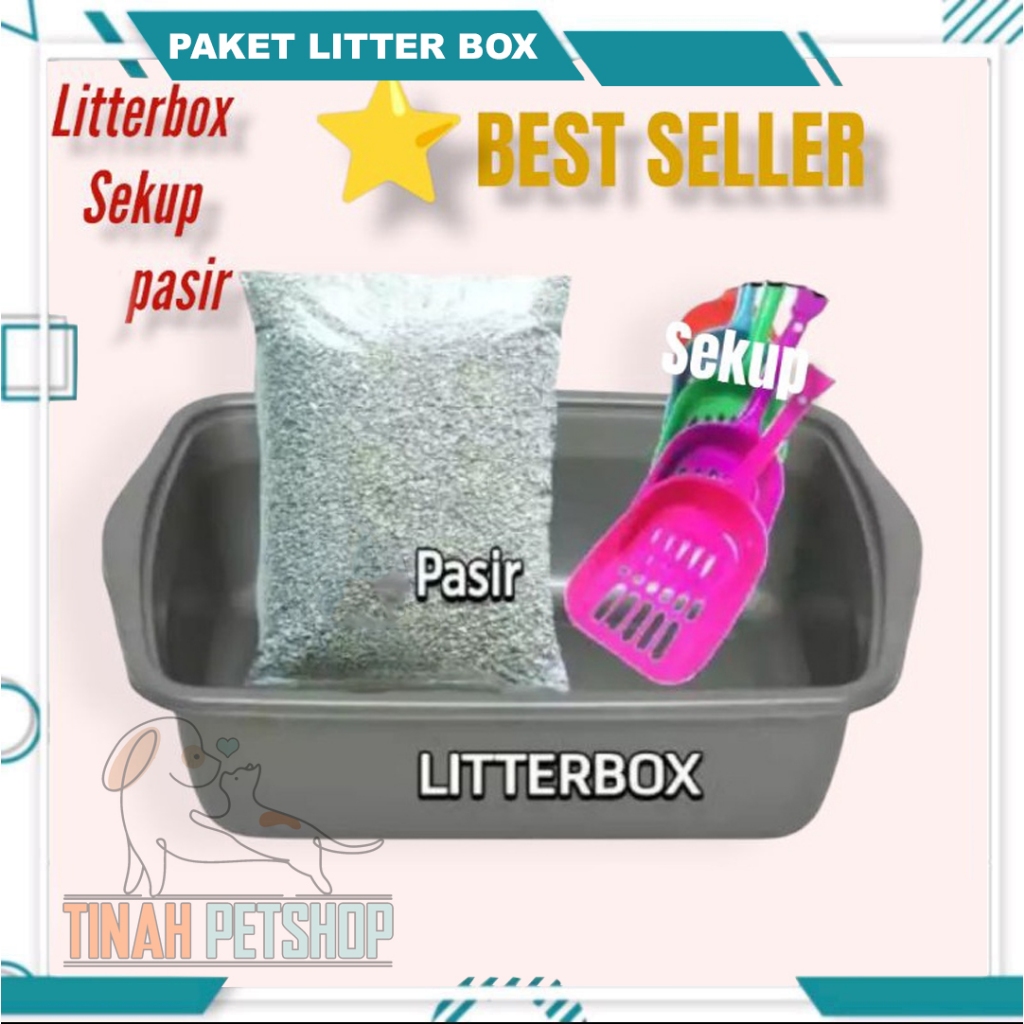 Jual Paket Litter Box Kucing 1Set Bak + Sekop + pasir 1kg Toilet tempat ...