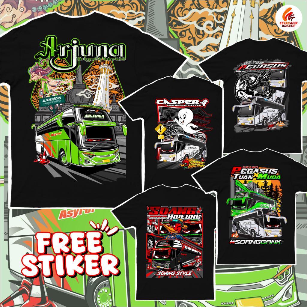 Jual (free sticker + ganci) KAOS BUS ANAK DEWASA PREMIUM MSM ASYROF JB5 ...