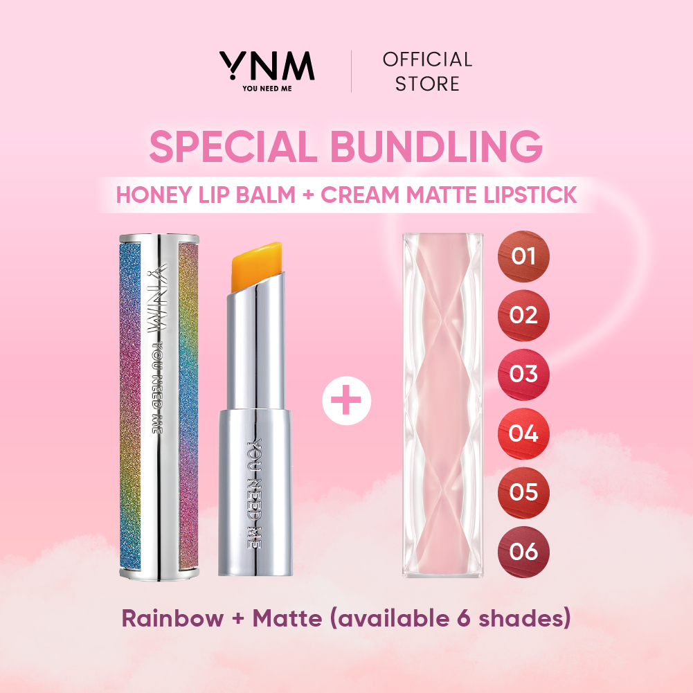 Jual YNM Special Bundling Cream Matte Lipstick + Rainbow Honey Lip Balm ...