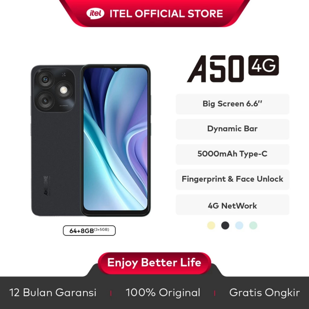 Jual itel A50 RAM 64GB/128GB Octa-Core Processor- 6'6" Big Screen with ...