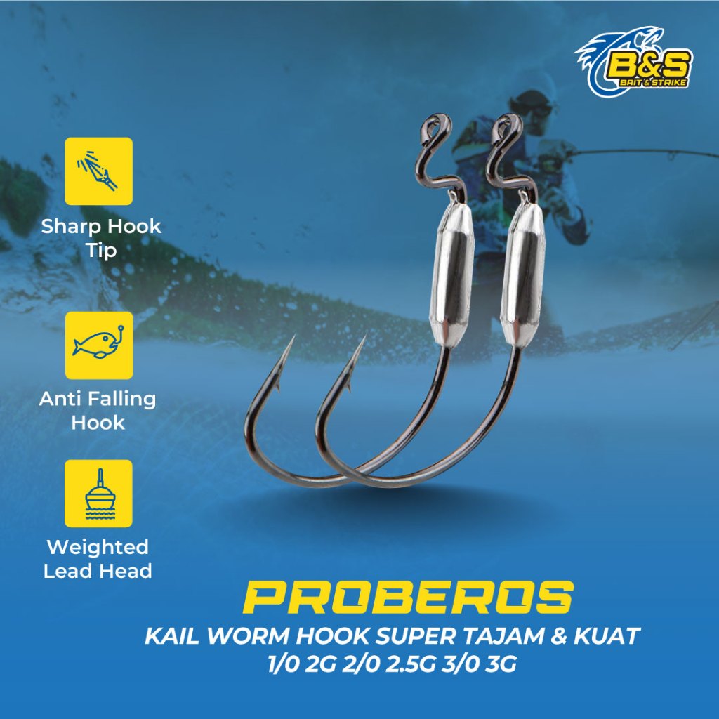 Jual PROBEROS 5pcs Kail Worm Hook super tajam dan kuat 1/0_ 2g 2/0_2.5g ...
