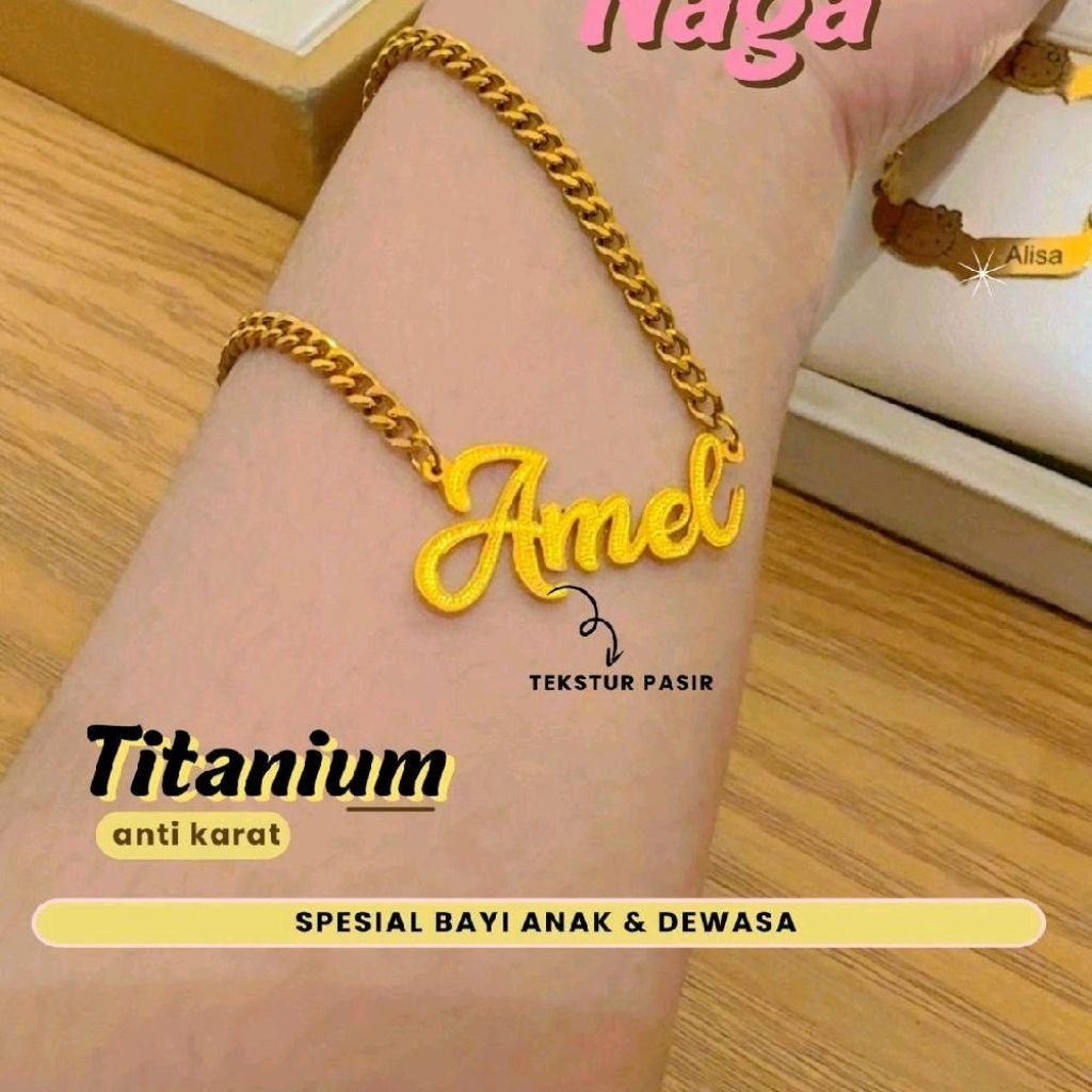 Jual Kalung Nama Gold Silver Grafir Amel Sisik naga custum | Shopee ...
