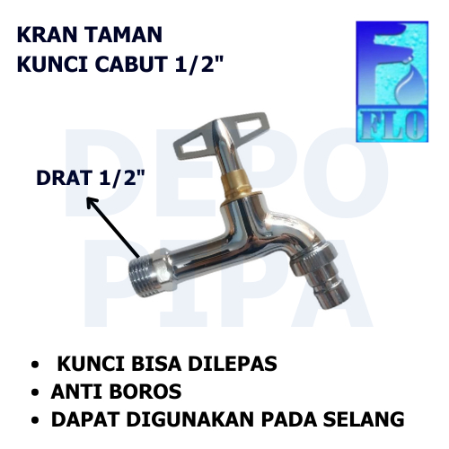 Jual FLO - KRAN TAMAN KUNCI / KRAN TEMBOK 1/2" INCH | Shopee Indonesia