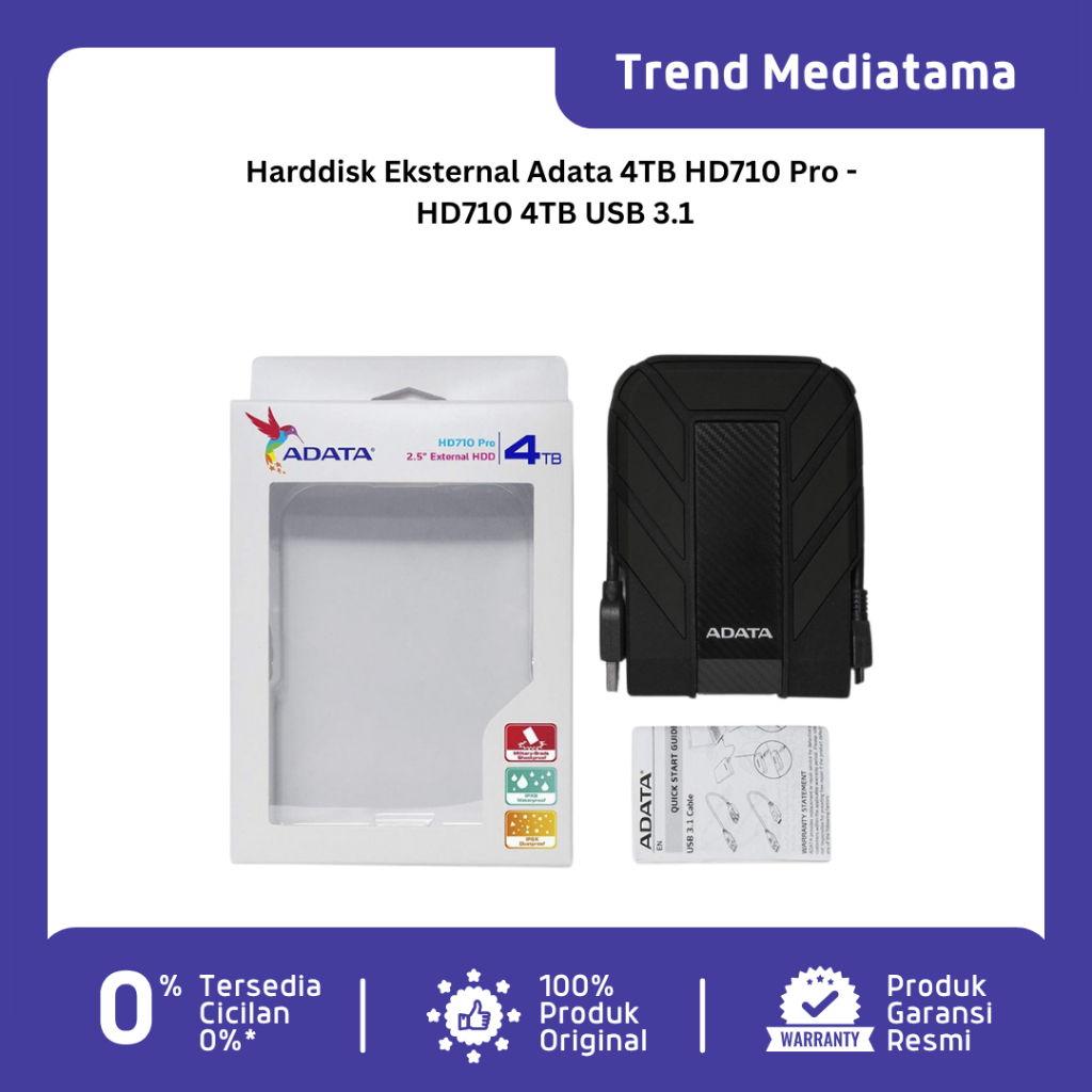 Jual ADATA HD710 Pro 4TB Hardisk ADATA USB 3.1 External Antishock dan Waterproof | Shopee Indonesia