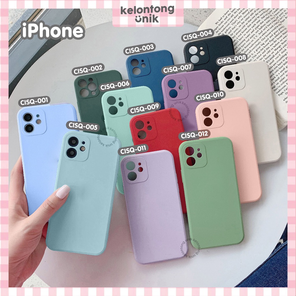 Jual KELONTONG UNIK | Square Edge Silicone Matte Case with Appl* Logo ...